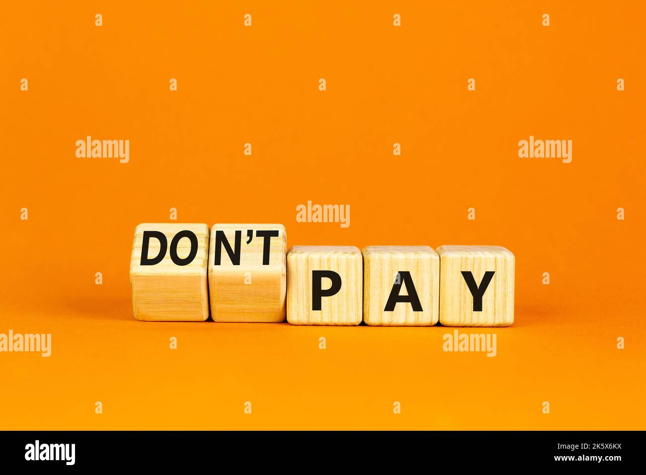 Do not pay symbol. Concept words do not pay on cubes. Beautiful orange ...