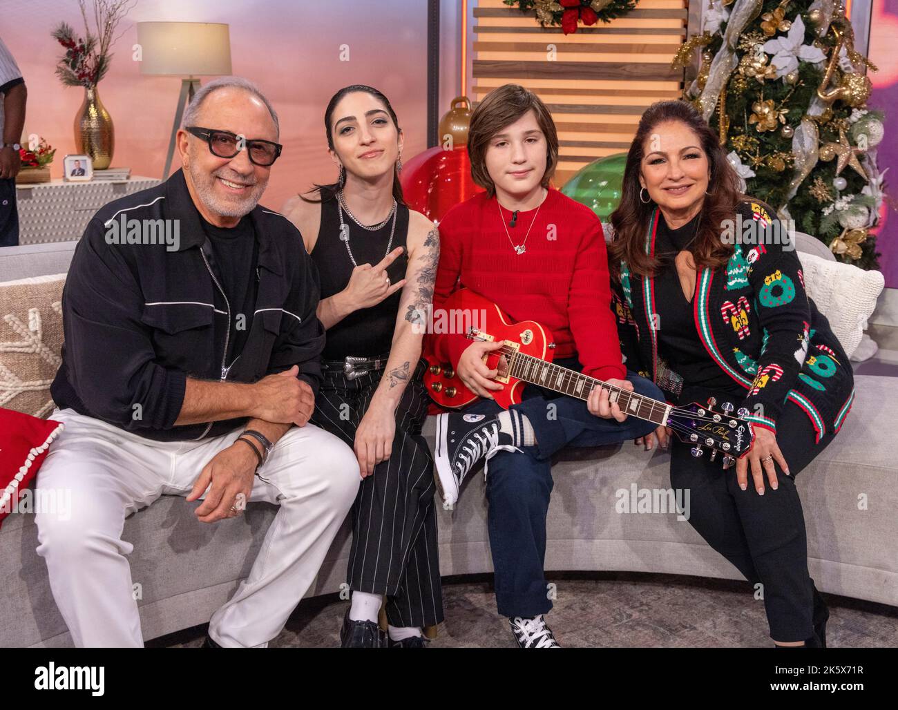 MIAMI, FL - OCT 10: Emilio, Emily, Sasha and Gloria Estefan are seen ...
