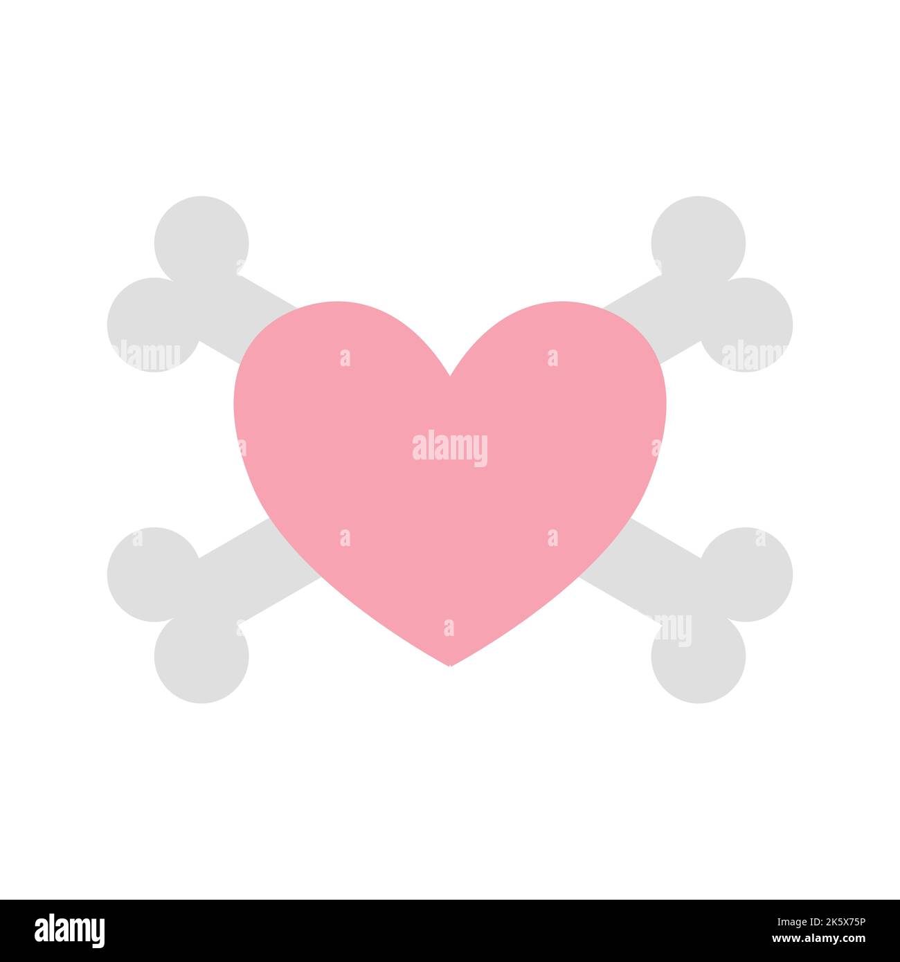 Vector flat heart with crossed bones isolated on white background Stock ...