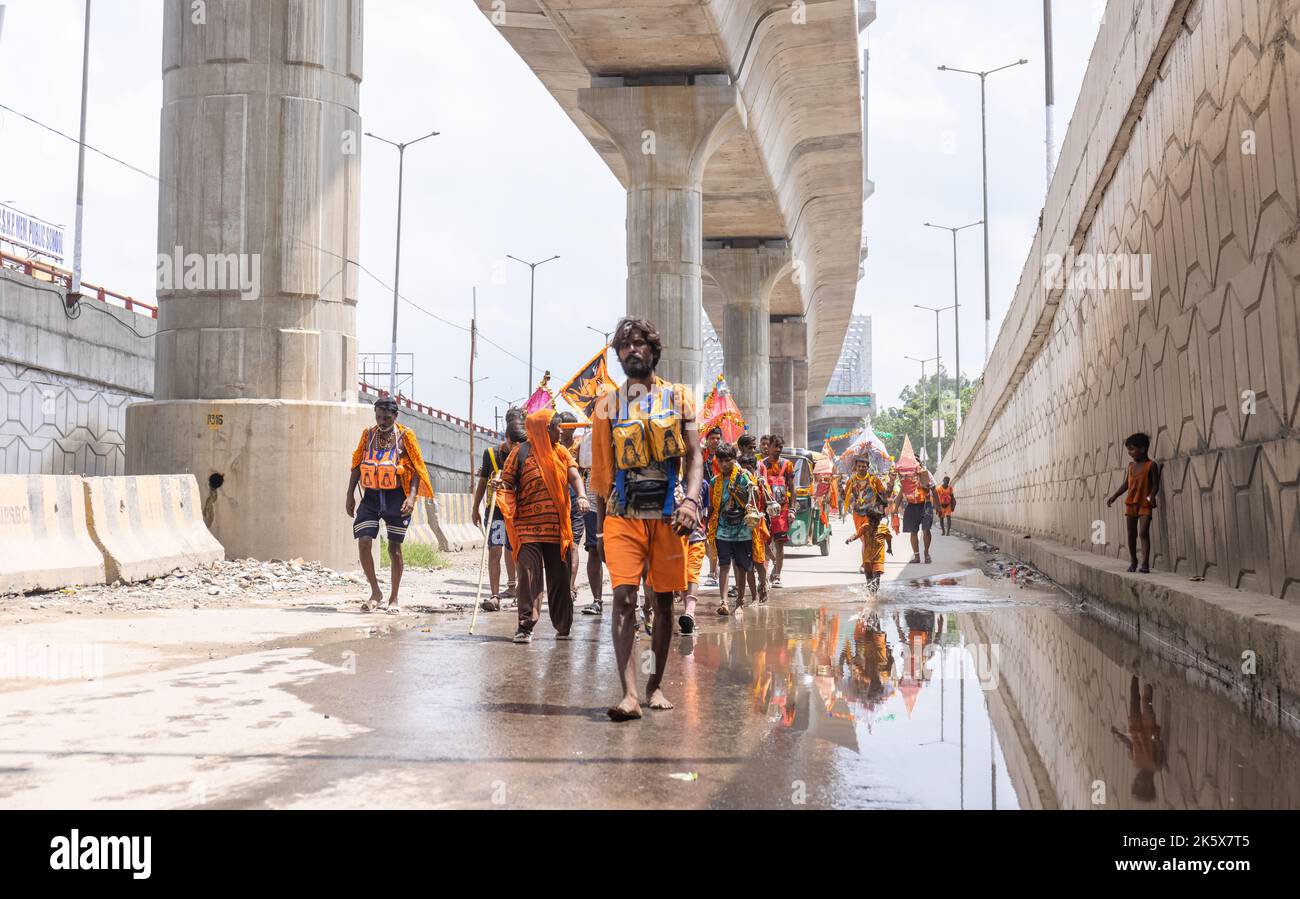 Ghaziabad, Uttar Pradesh, India - July 2022: Portrait of hindu pilgrim ...