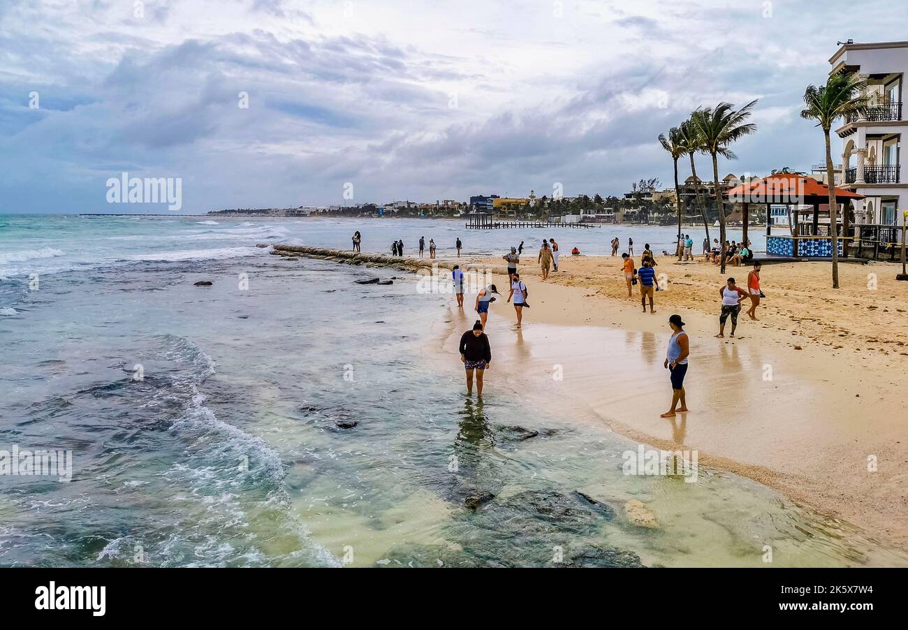 Playa del Carmen Mexico 19. August 2021 Hurricane thunderstorm tropical ...