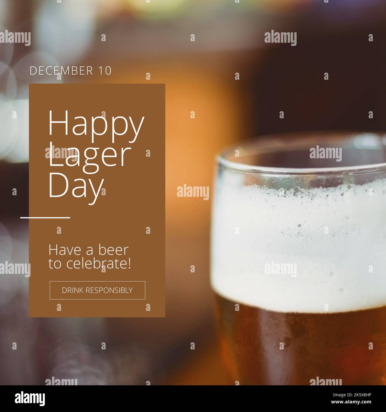 Composition of happy lager day text over beer in glass Stock Photo - Alamy
