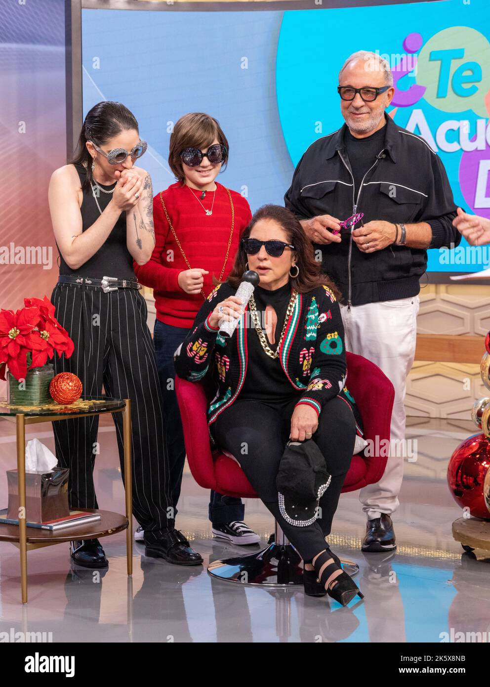 MIAMI, FL - OCT 10: Emily Estefan, Sasha Estefan Gloria Estefan and ...