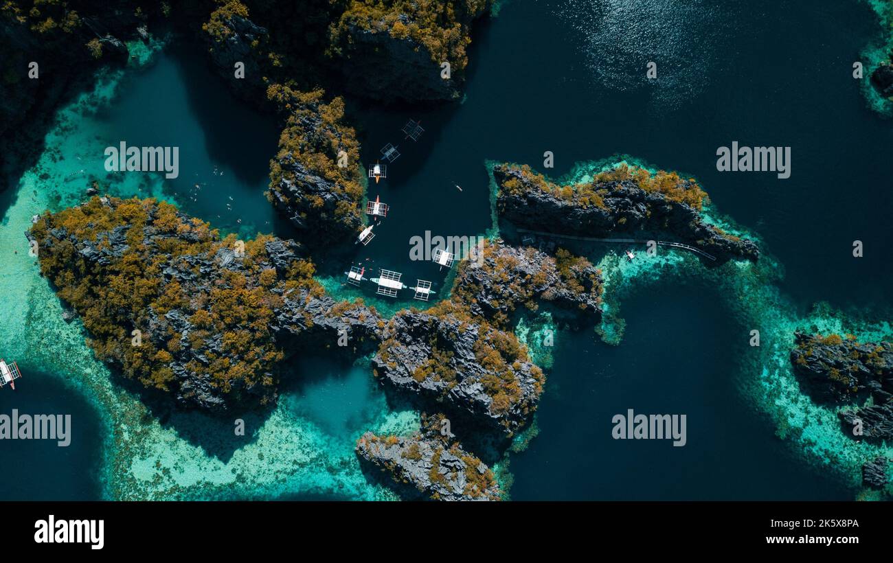 An aerial top view of islands in the sea Stock Photo - Alamy