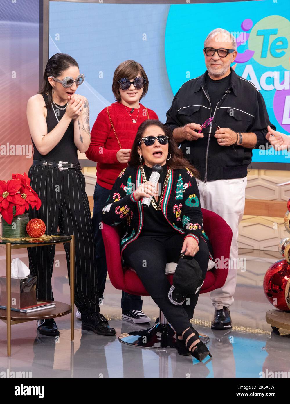 MIAMI, FL - OCT 10: Emily Estefan, Sasha Estefan Gloria Estefan and ...