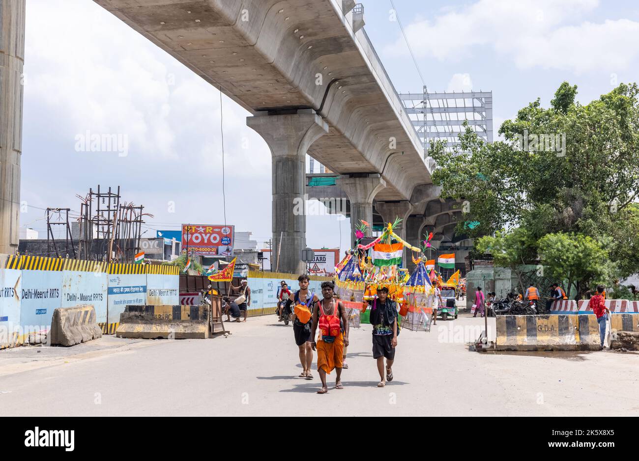 Ghaziabad, Uttar Pradesh, India - July 2022: Portrait of hindu pilgrim ...