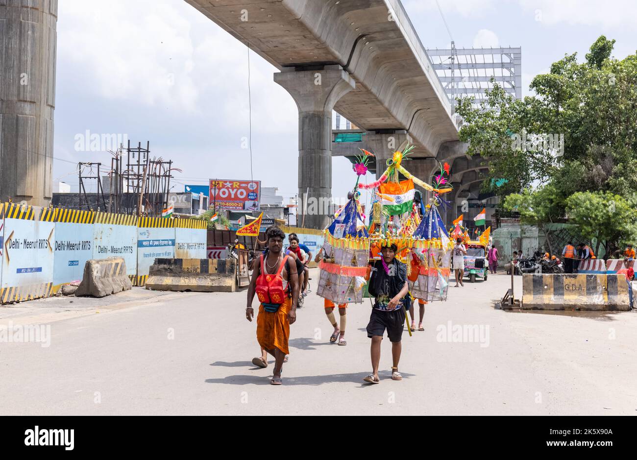 Ghaziabad, Uttar Pradesh, India - July 2022: Portrait of hindu pilgrim ...