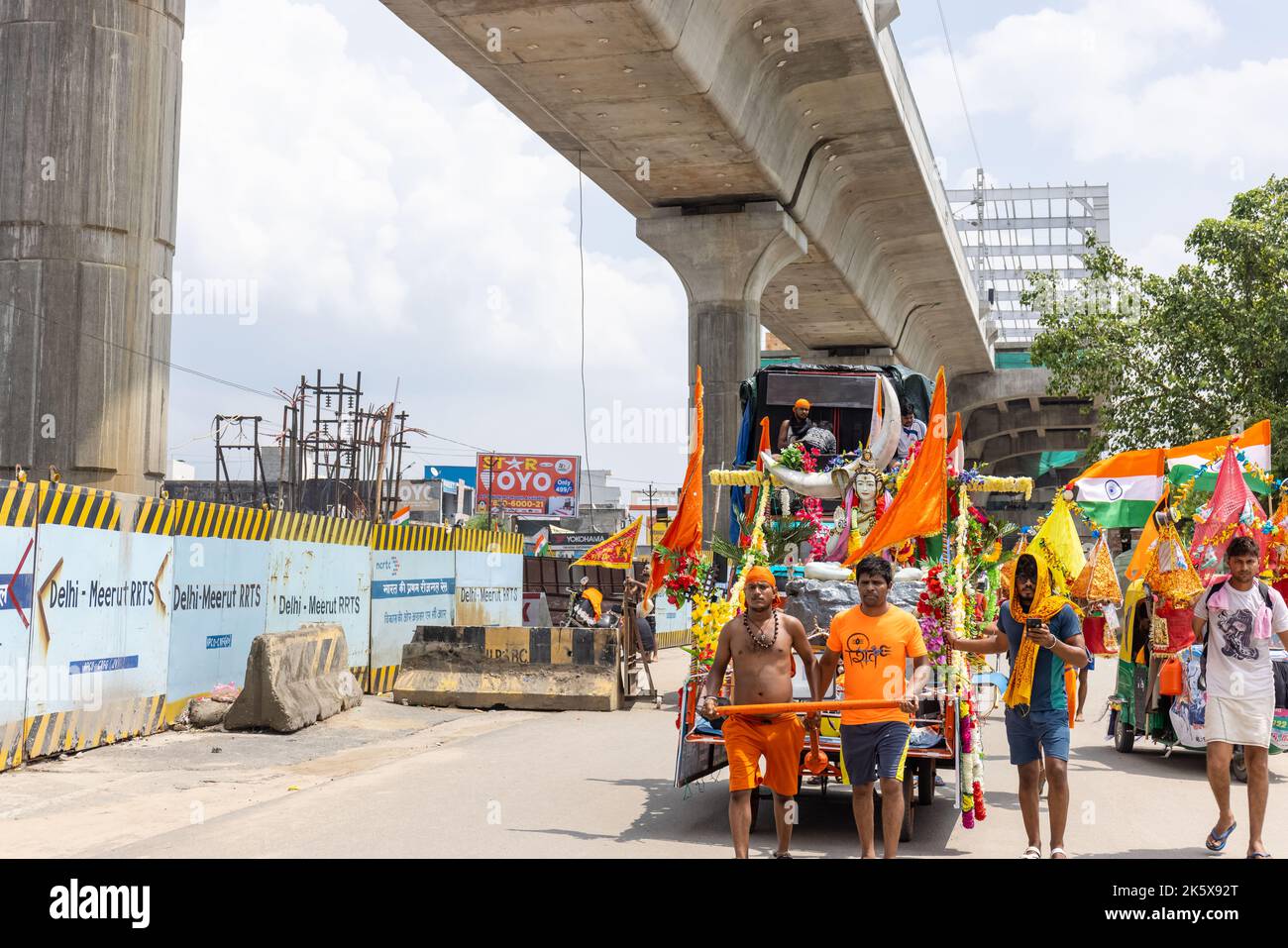 Ghaziabad, Uttar Pradesh, India - July 2022: Portrait of hindu pilgrim ...