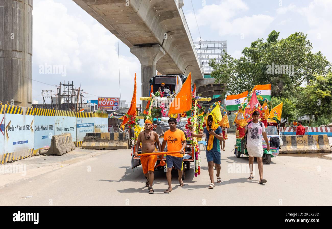 Ghaziabad, Uttar Pradesh, India - July 2022: Portrait of hindu pilgrim ...