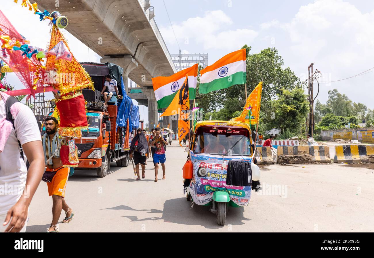 Ghaziabad, Uttar Pradesh, India - July 2022: Portrait of hindu pilgrim ...