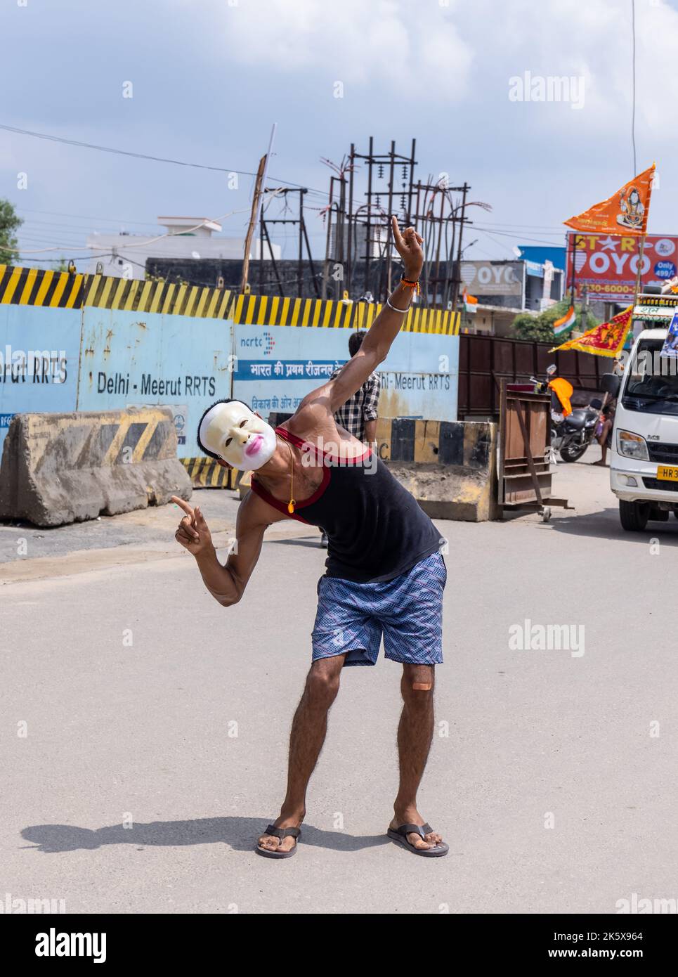 Ghaziabad, Uttar Pradesh, India - July 2022: Portrait of hindu pilgrim ...