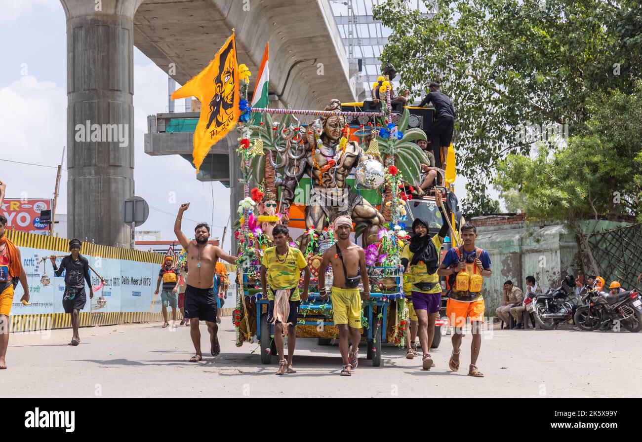 Ghaziabad, Uttar Pradesh, India - July 2022: Portrait of hindu pilgrim ...