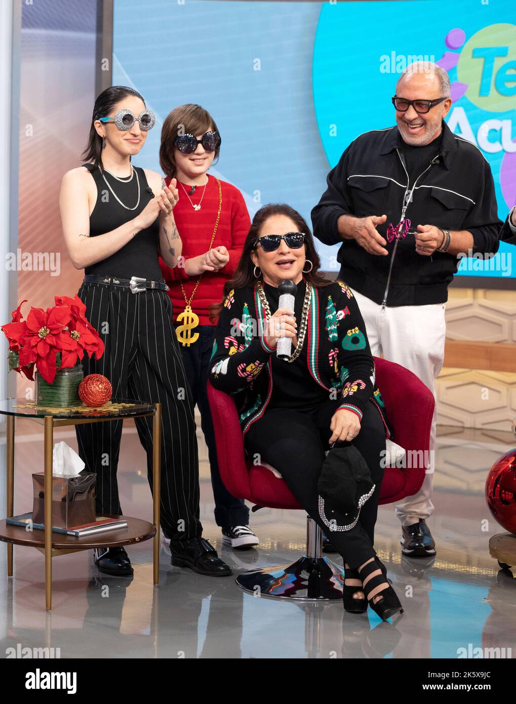 MIAMI, FL - OCT 10: Emily Estefan, Sasha Estefan, Gloria Estefan and ...