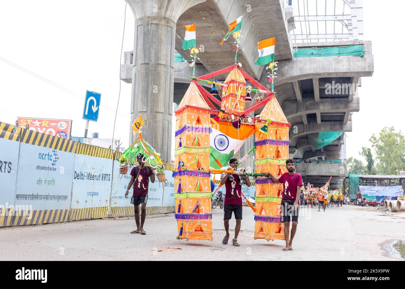 Ghaziabad, Uttar Pradesh, India - July 2022: Portrait of hindu pilgrim ...
