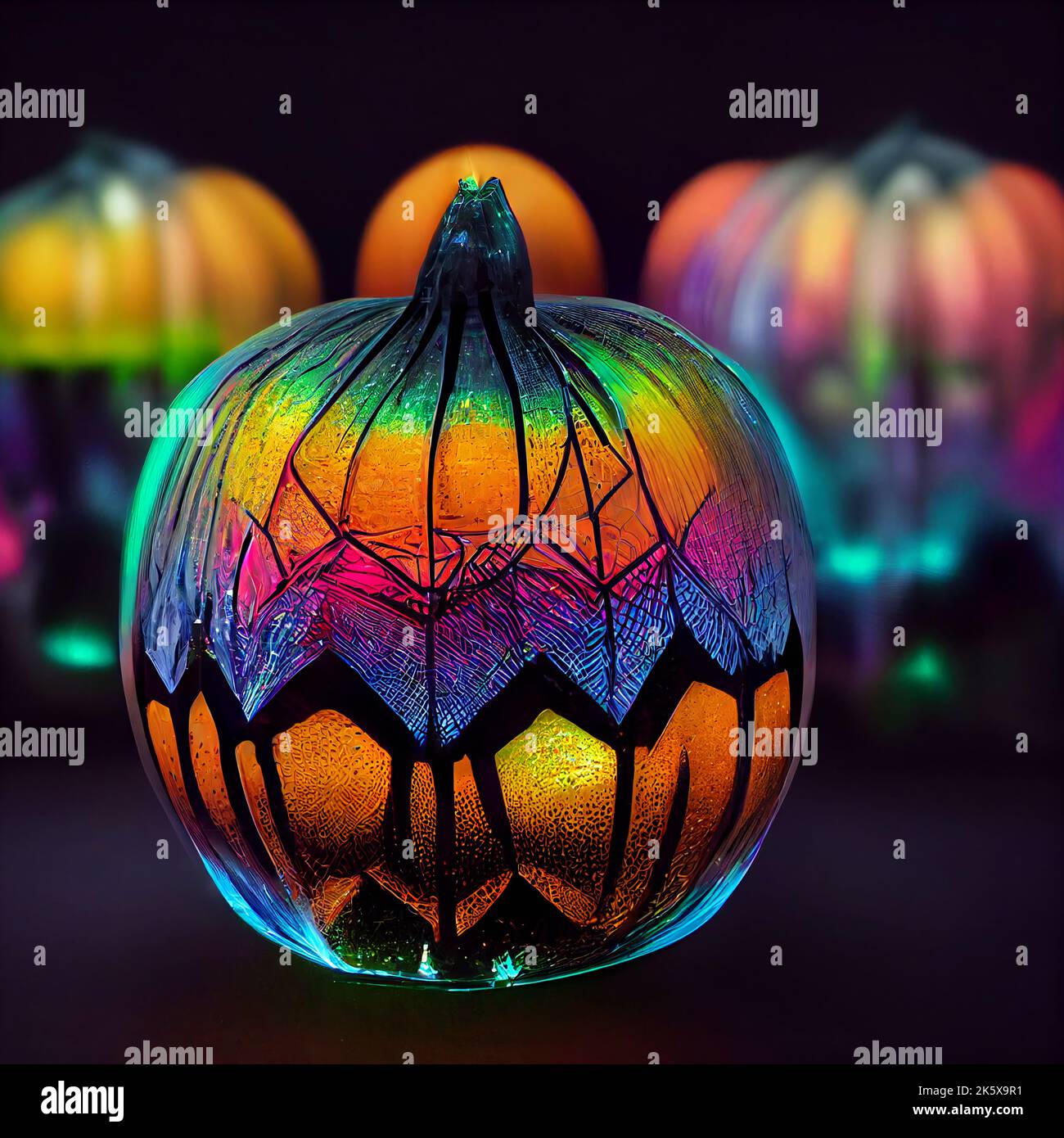 Crystal pumpkins covered in cobwebs, discovered in a cellar. Iridescent ...