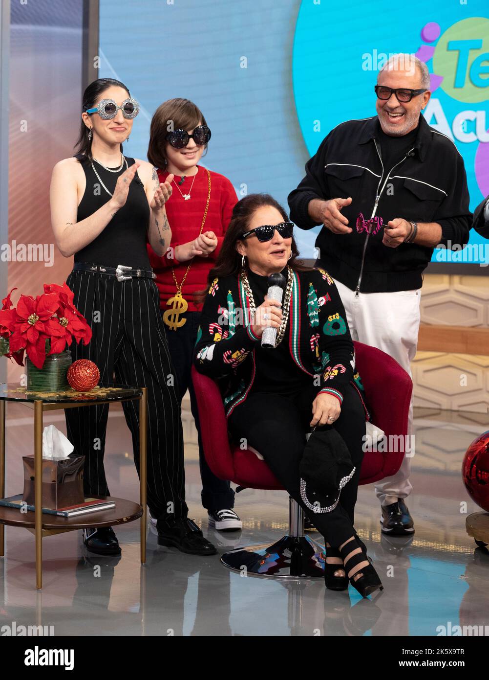 MIAMI, FL - OCT 10: Emily Estefan, Sasha Estefan, Gloria Estefan and ...