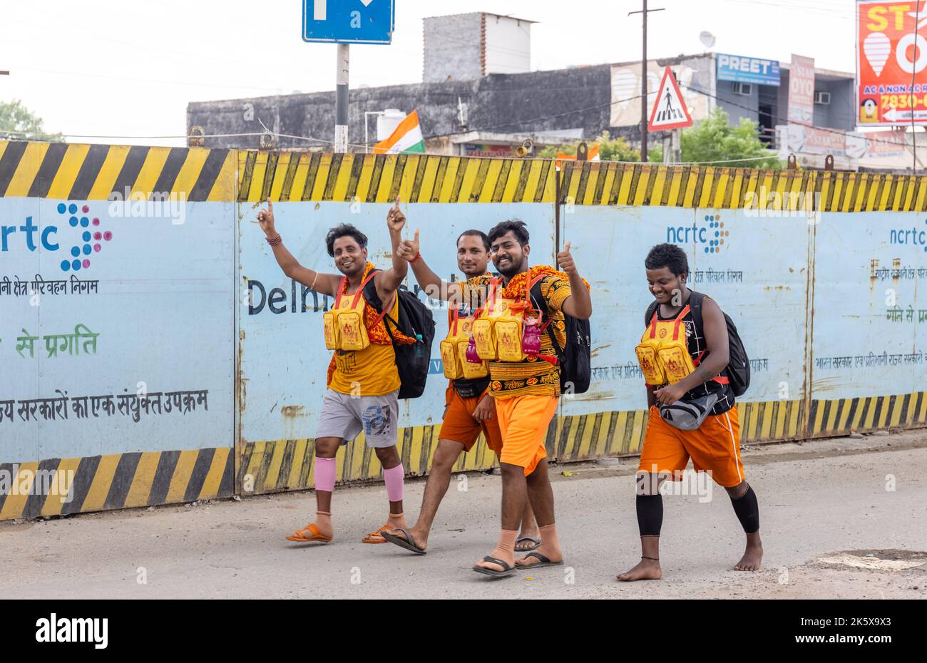 Ghaziabad, Uttar Pradesh, India - July 2022: Portrait of hindu pilgrim ...