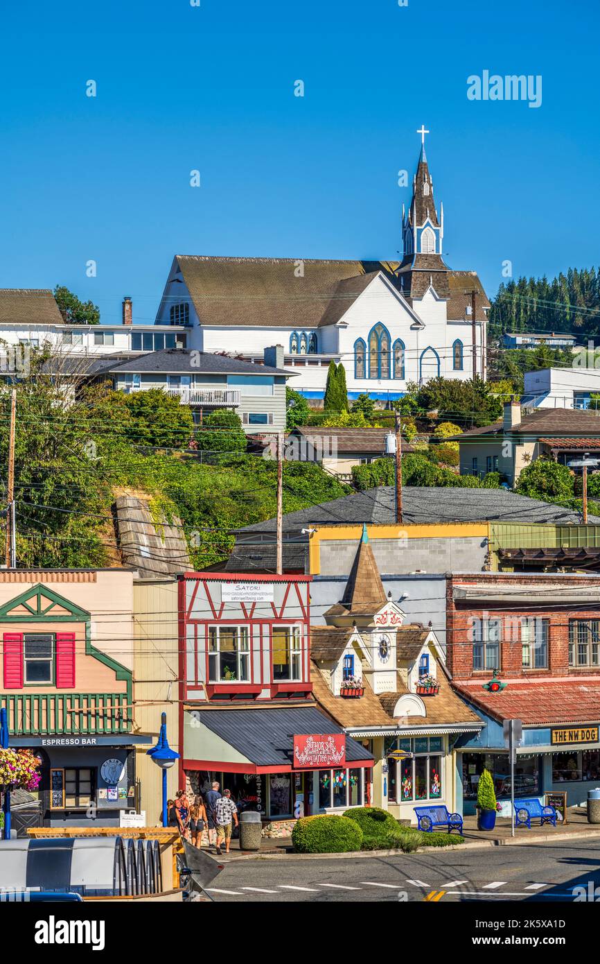 Scenic street view of Poulsbo, Kitsap County, Washington, USA Stock ...
