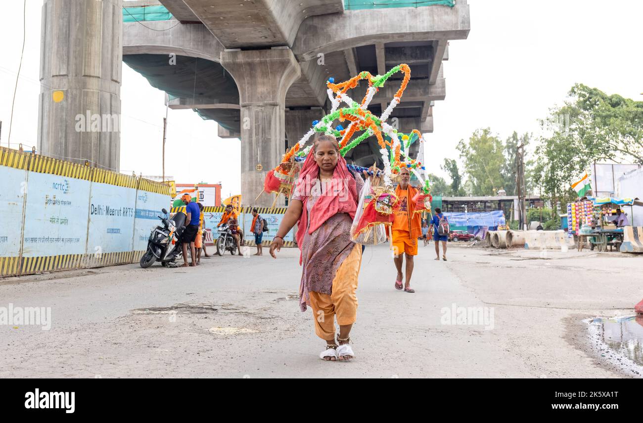 Ghaziabad, Uttar Pradesh, India - July 2022: Portrait of hindu pilgrim ...