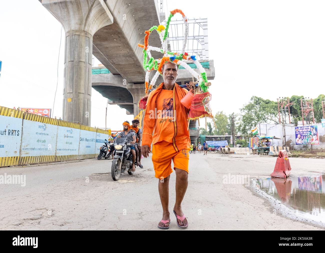 Ghaziabad, Uttar Pradesh, India - July 2022: Portrait of hindu pilgrim ...