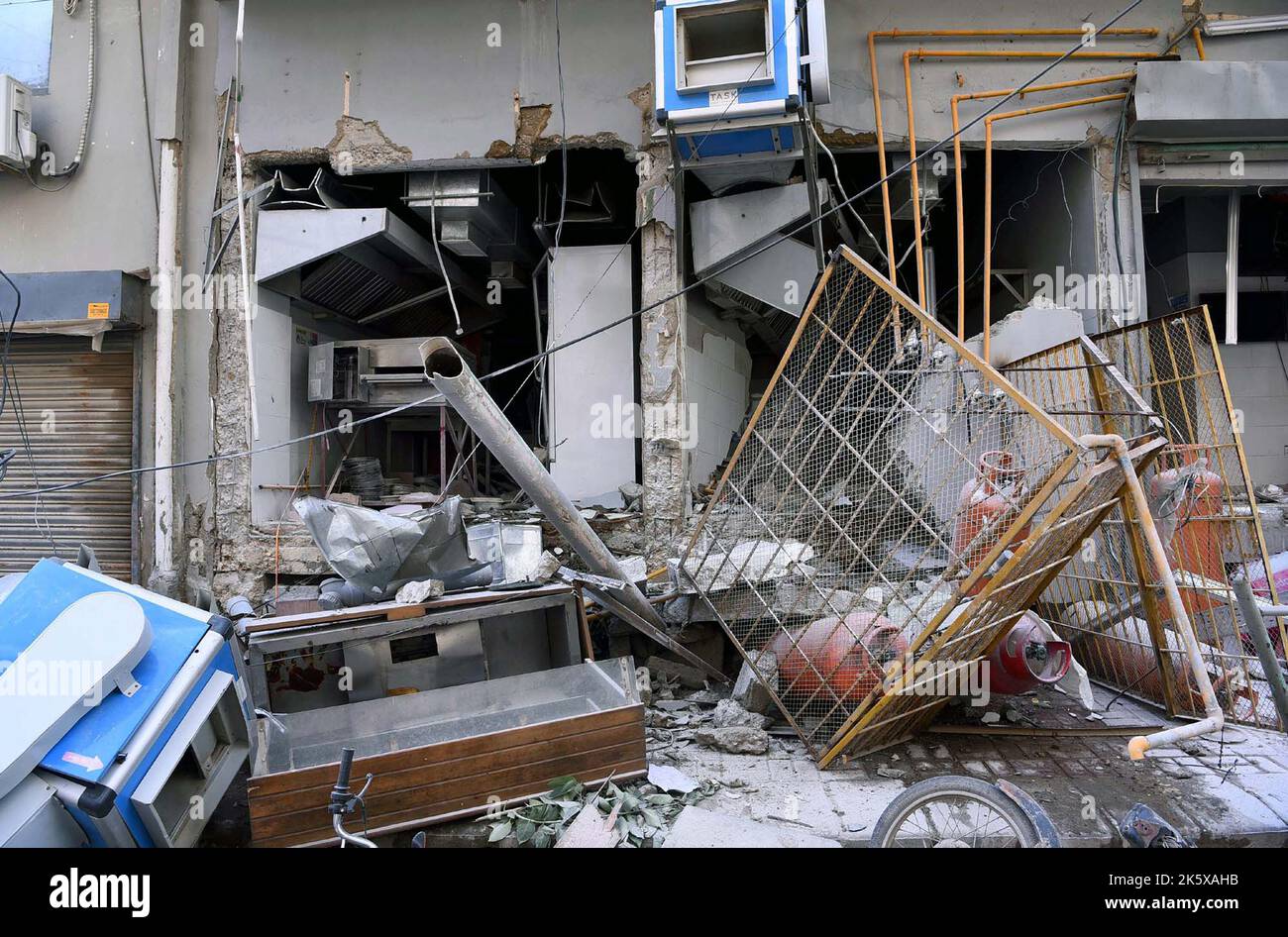 Hyderabad, Pakistan, October 10, 2022. View of site after cylinder ...