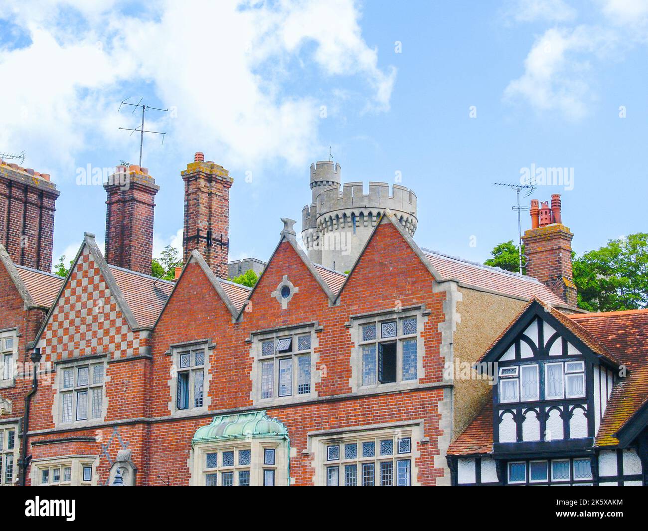 Arundel urban street of old brick joined apartment row houses with ...