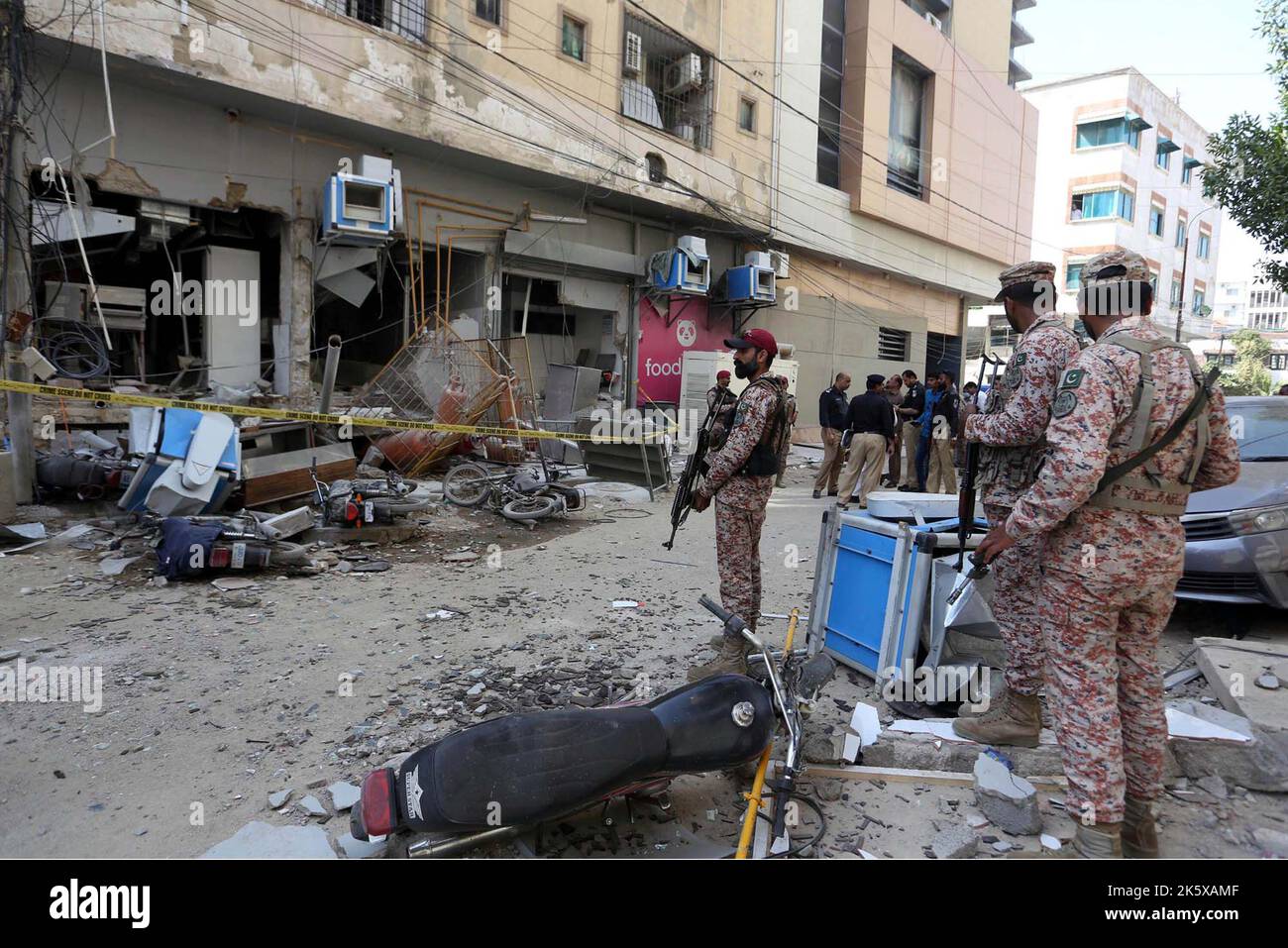 Hyderabad, Pakistan, October 10, 2022. View of site after cylinder ...