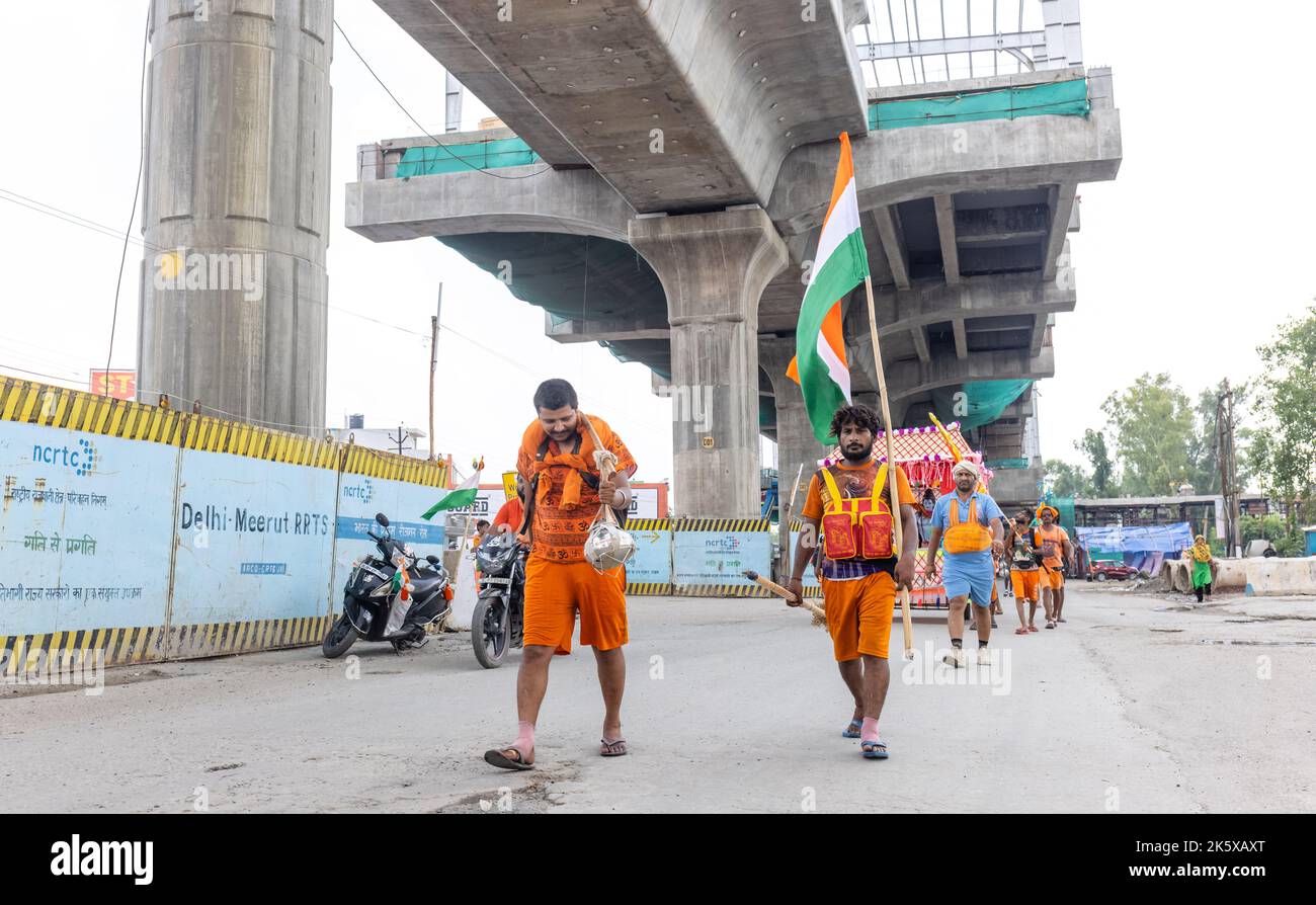 Ghaziabad, Uttar Pradesh, India - July 2022: Portrait of hindu pilgrim ...