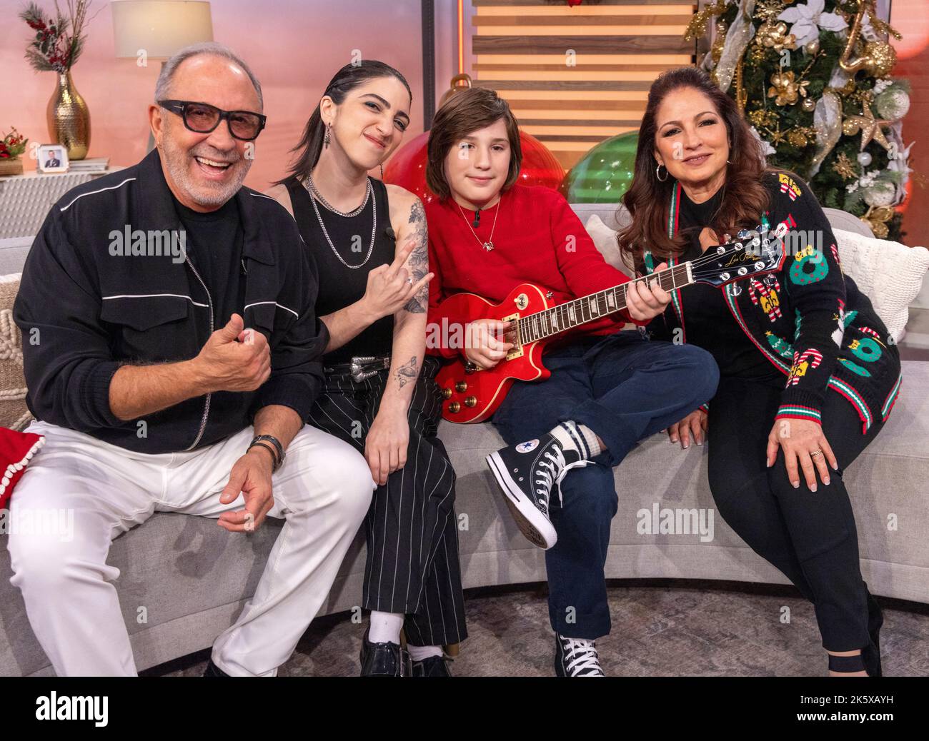 MIAMI, FL - OCT 10: Emilio, Emily, Sasha and Gloria Estefan are seen ...