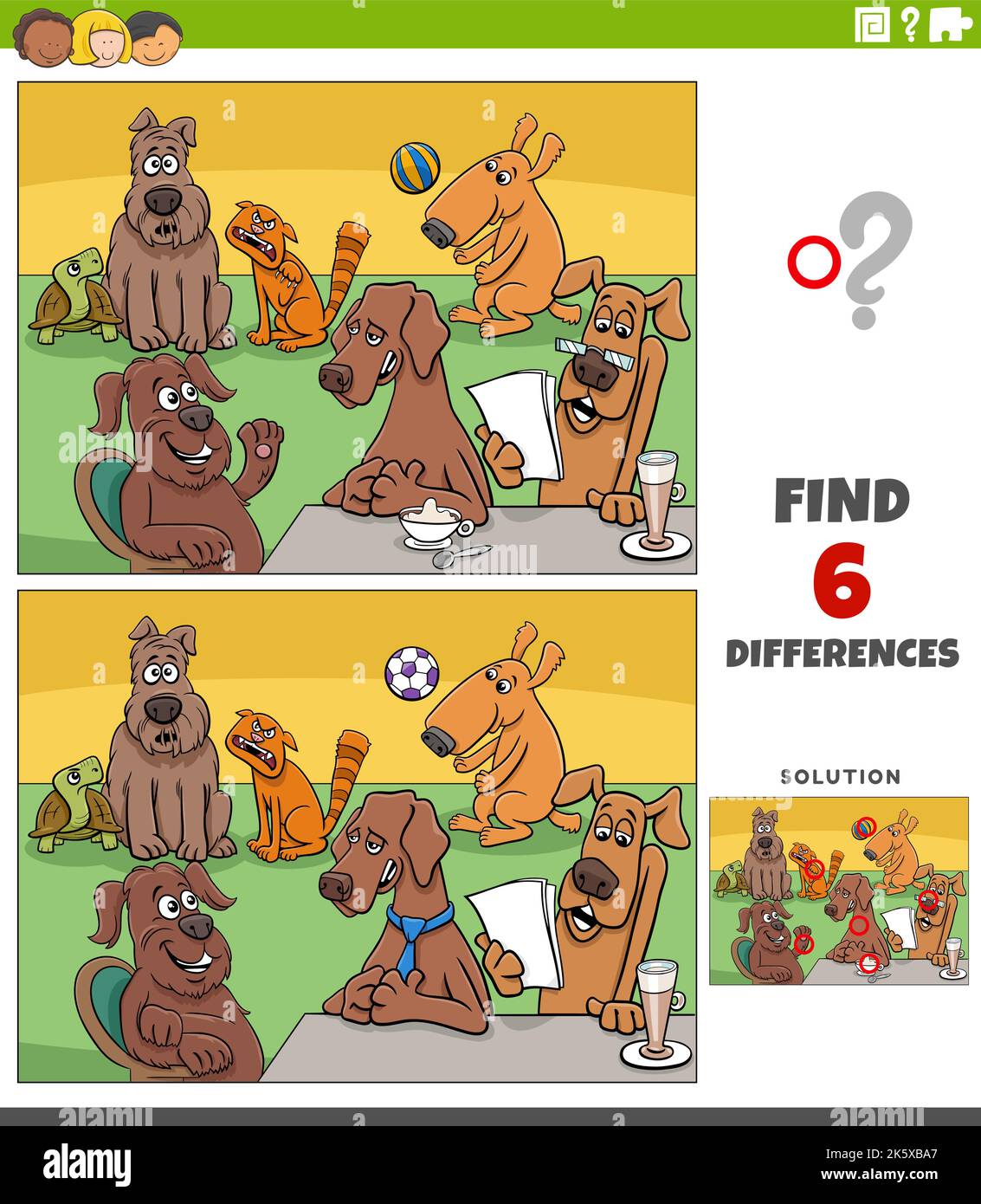 Cartoon illustration of finding the differences between pictures ...