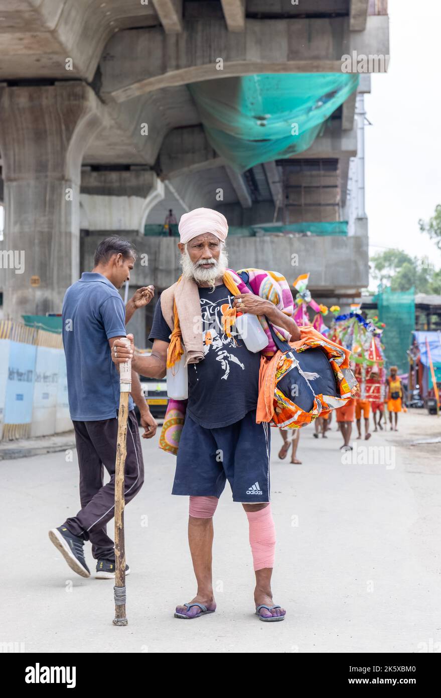 Ghaziabad, Uttar Pradesh, India - July 2022: Portrait of hindu pilgrim ...