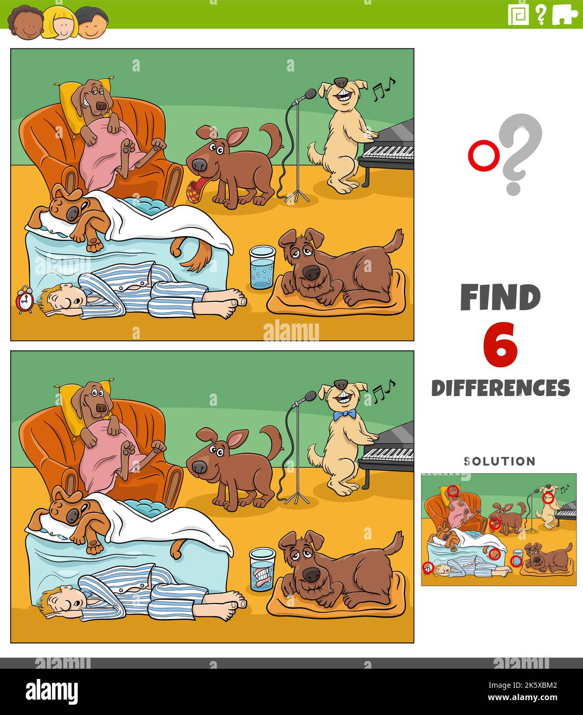 Cartoon illustration of finding the differences between pictures ...