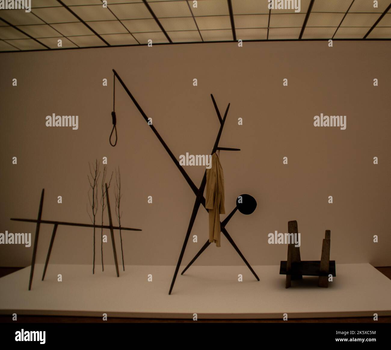 A masterpiece in the museum called 'Tree with Noose"with poles and a ...