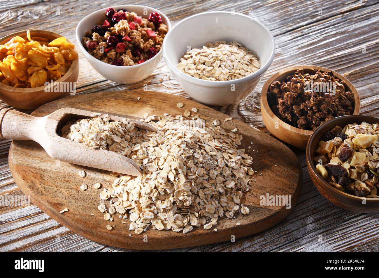 Composition with different sorts of breakfast cereal products Stock ...