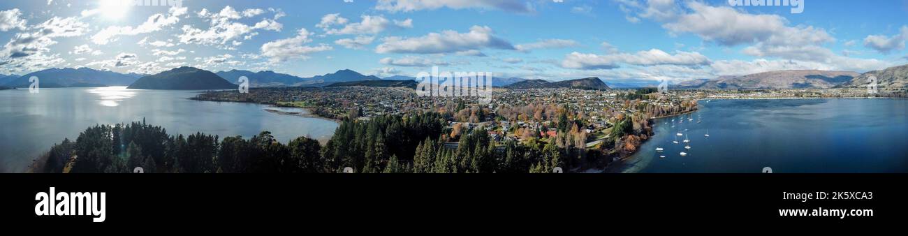 A panoramic over Kelowna city with the seascape view, sky, and ...