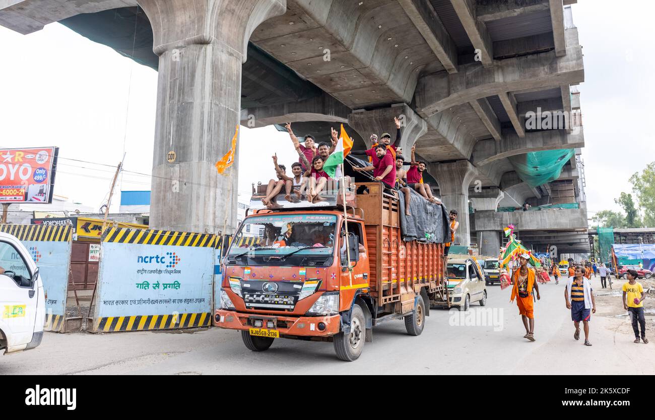 Ghaziabad, Uttar Pradesh, India - July 2022: Portrait of hindu pilgrim ...