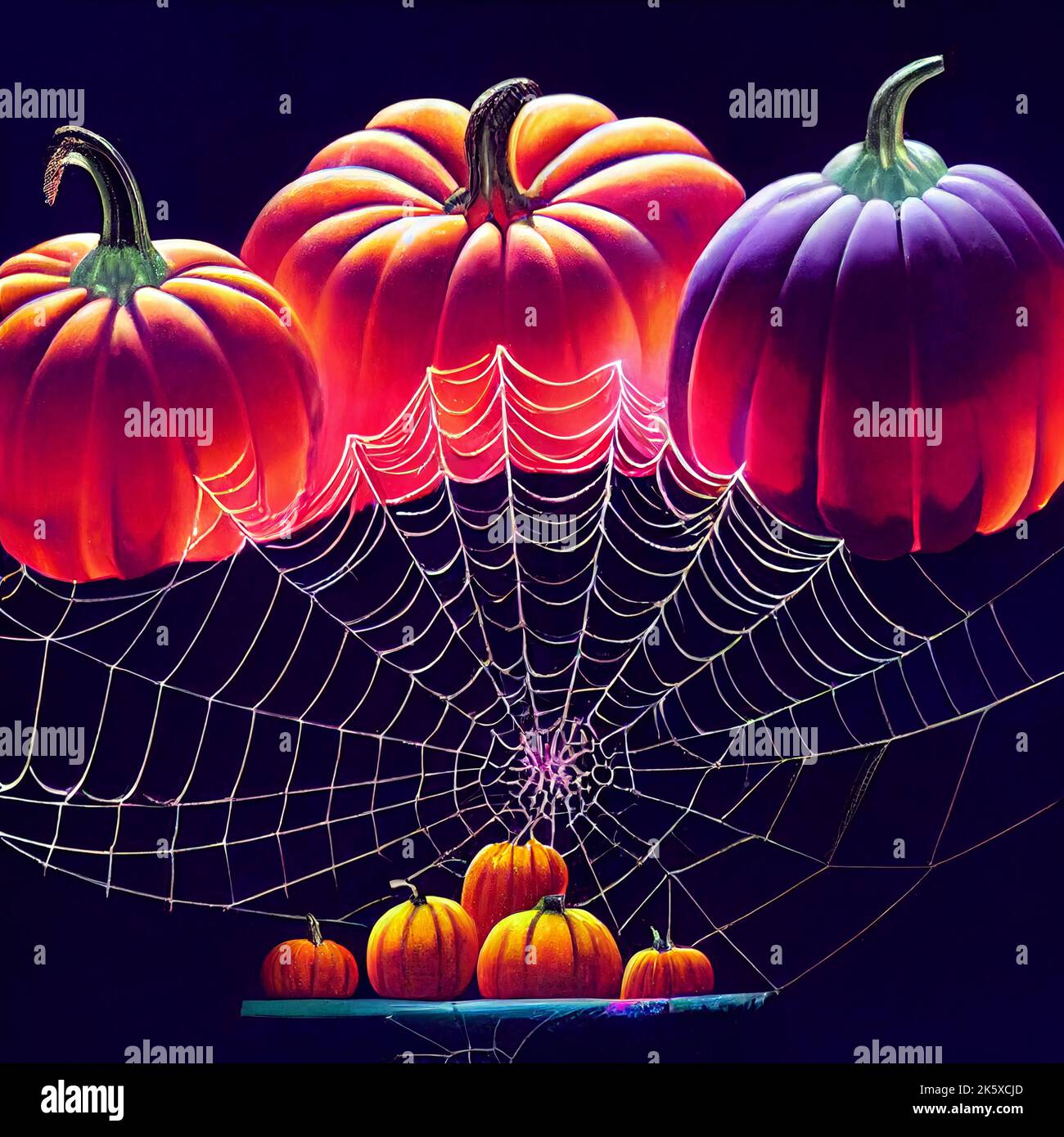Crystal pumpkins covered in cobwebs, discovered in a cellar. Iridescent ...