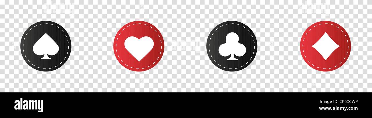 Hearts diamonds clubs spades sign realistic chips. Playing card suit ...