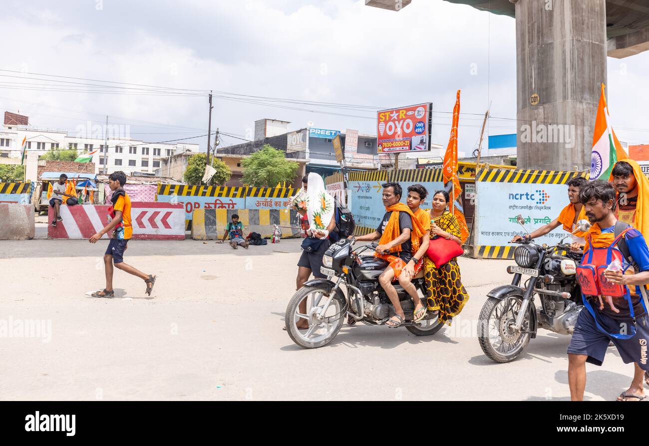Ghaziabad, Uttar Pradesh, India - July 2022: Portrait of hindu pilgrim ...