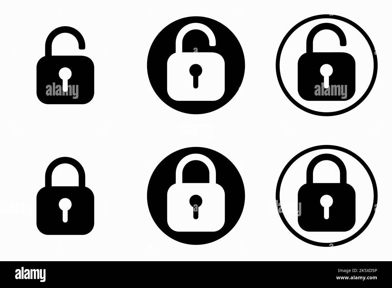Black lock set icons. Open and closed padlock icon. Collection black ...