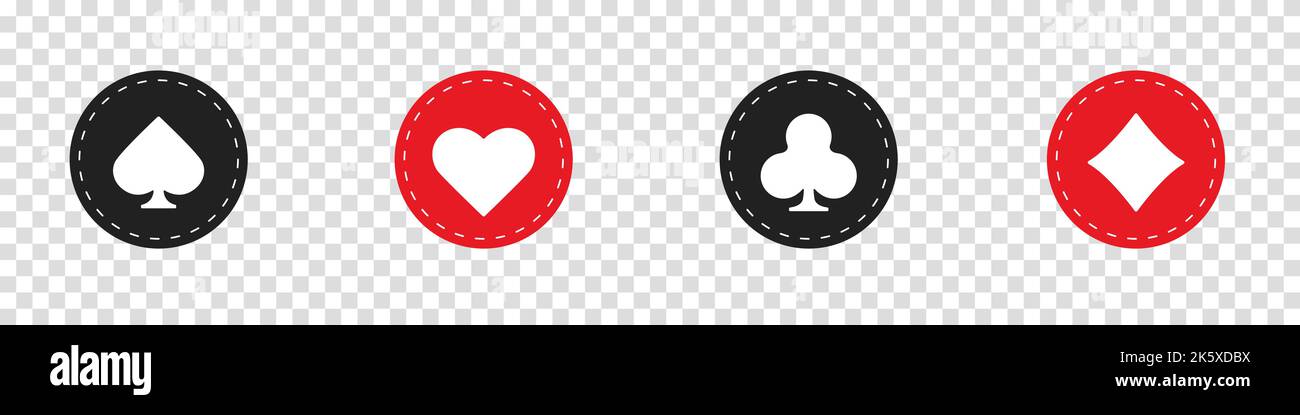 Hearts diamonds clubs spades sign realistic chips. Playing card suit ...