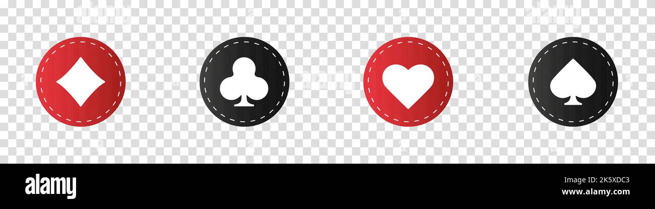 Hearts diamonds clubs spades sign realistic chips. Playing card suit ...