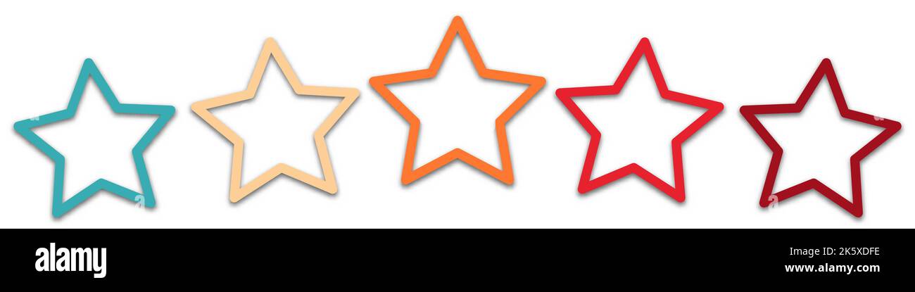 Abstract star icon set 1970s 1960s and 1950s in retro color style ...