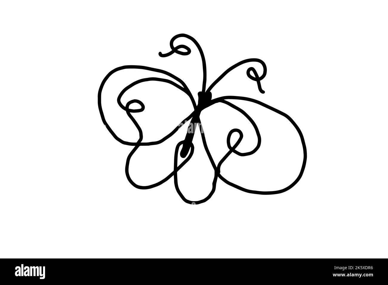 butterfly drawing with one black line. Vector illustration Stock Vector ...
