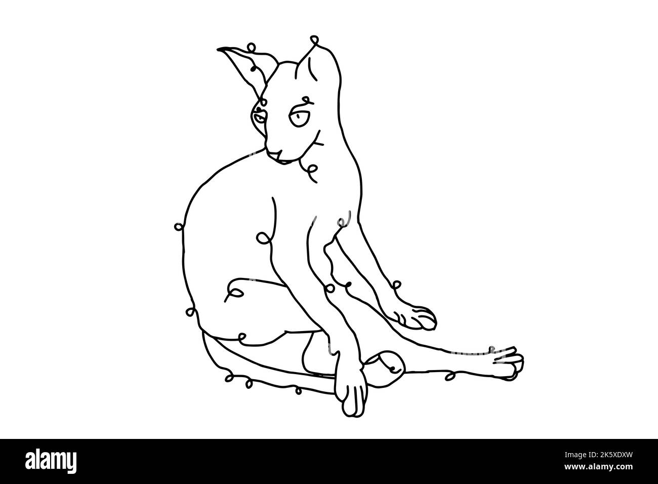 one black line drawing of a cat. Vector illustration Stock Vector Image ...