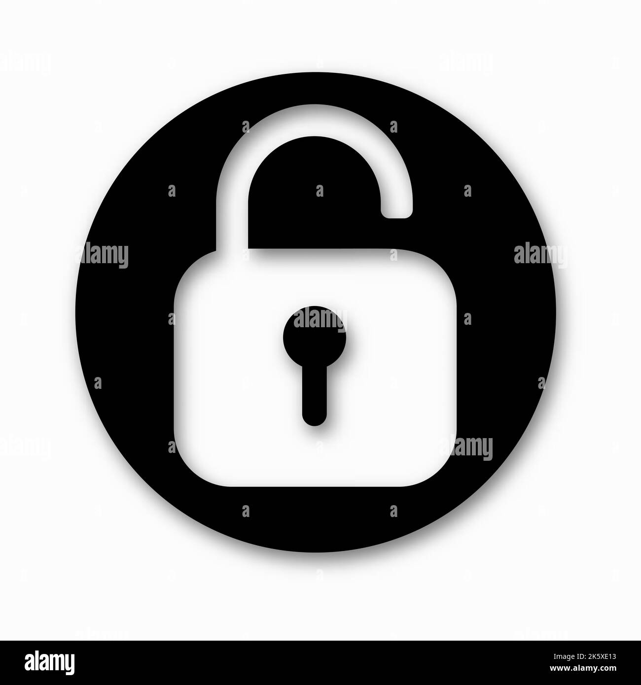Black icon unlock padlock. Vector illustration with sign on a white ...