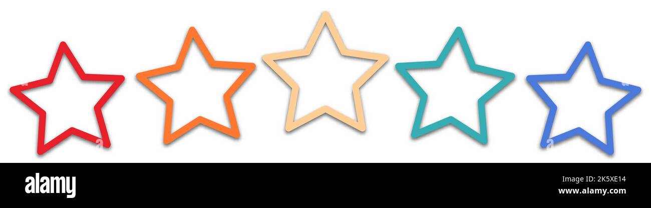 Abstract star icon set 1970s 1960s and 1950s in retro color style ...
