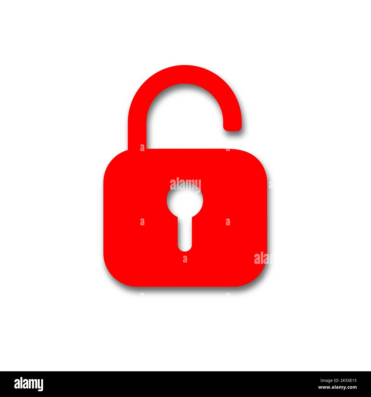 Red icon unlock padlock. Vector illustration with sign on a white ...