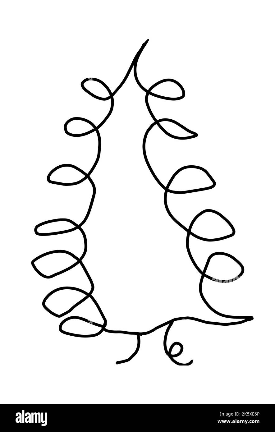 Christmas tree drawing with one black line. Vector illustration Stock ...
