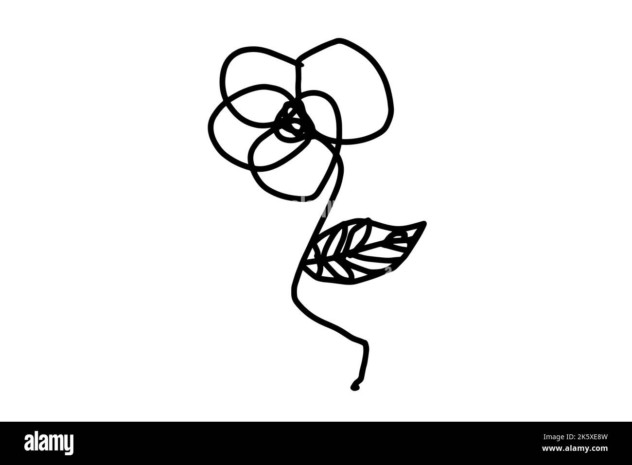 one black line drawing of a flower. Vector illustration Stock Vector ...